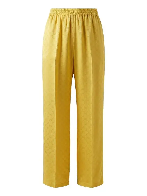 Gucci Gg Jacquard Pleated Pants - Yellow