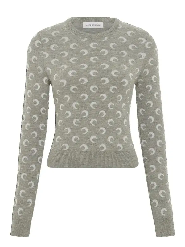 MARINE SERRE Moon Jacquard Knitted Sweater - Gray