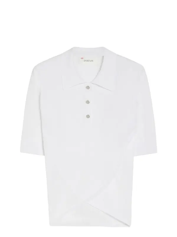 Sportmax Button Detailed Cropped Polo Top - White