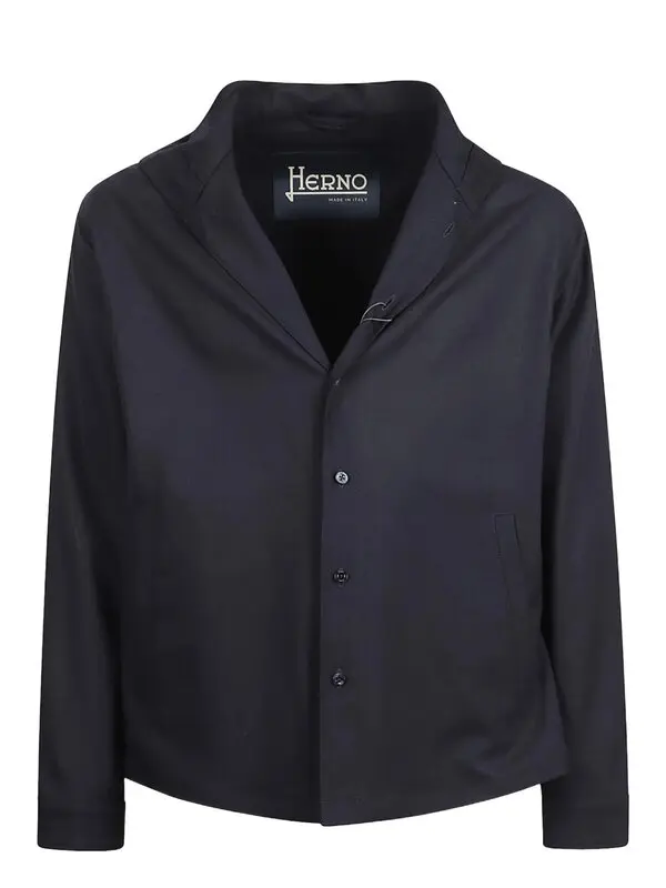 Herno Buttoned Hooded Shacket - Black