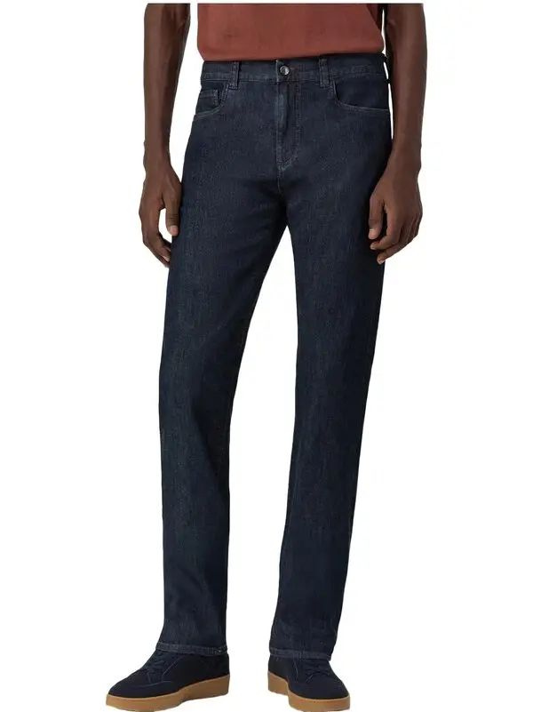 Canali Skinny Fit Twill Jeans - Blue