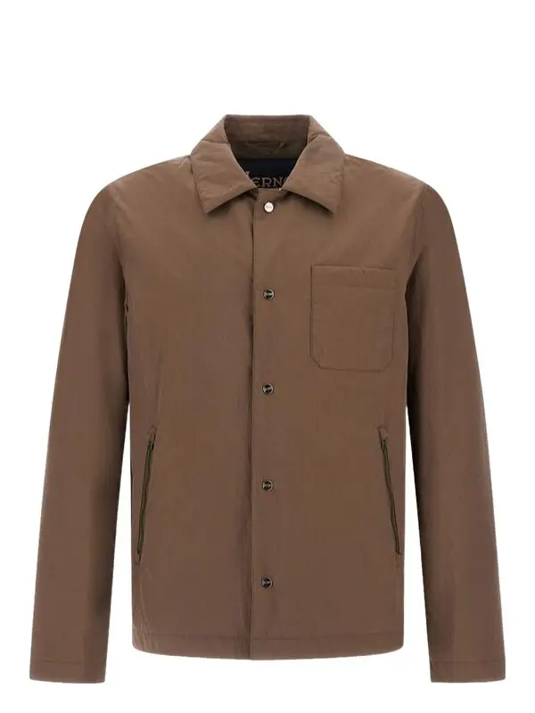 Herno Crinkled Shacket With Padded Lining - Brown