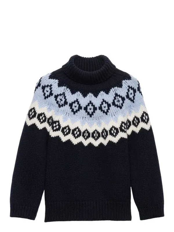 Prada Roll Neck Knitted Jumper - Blue/beige