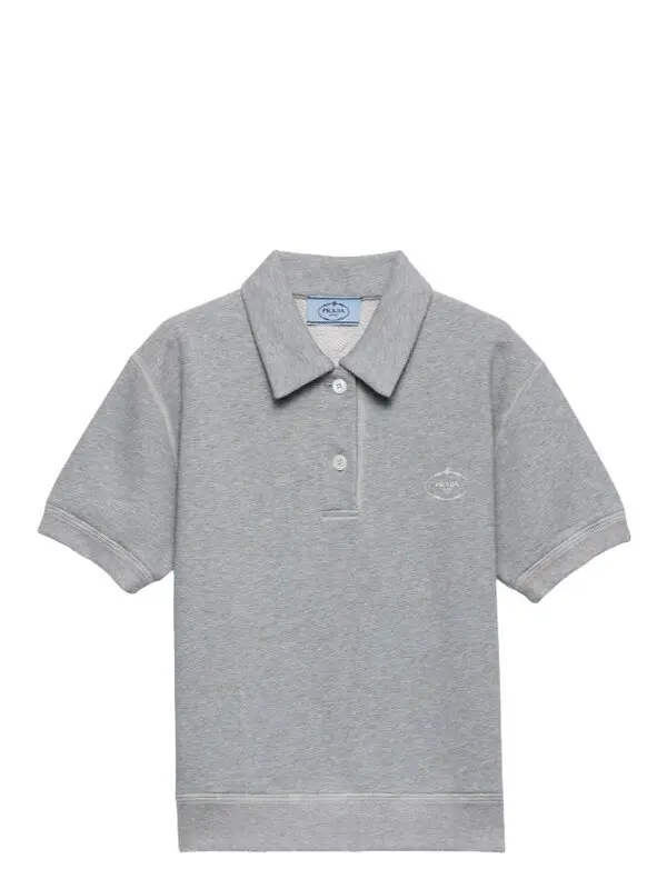 Prada Logo Detailed Short Sleeved Polo Shirt - Grey