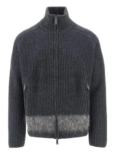 Dsquared2 Ribbed Zip-up Cardigan - Grey