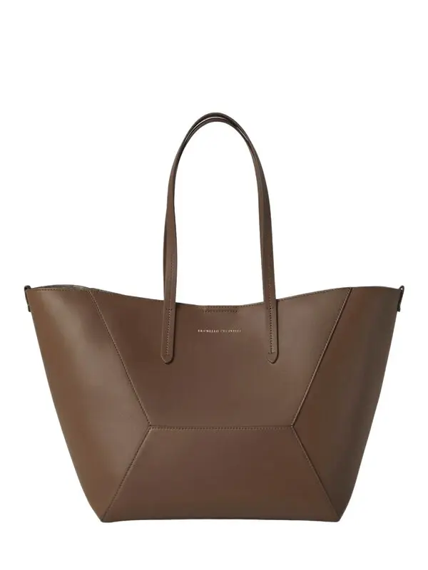 Brunello Cucinelli Bc Duo Hammered Top Handle Bag - Mud Color