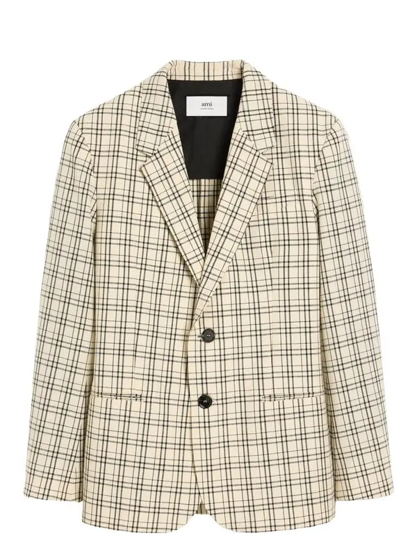 Ami Checked Tailored Jacket - Nude