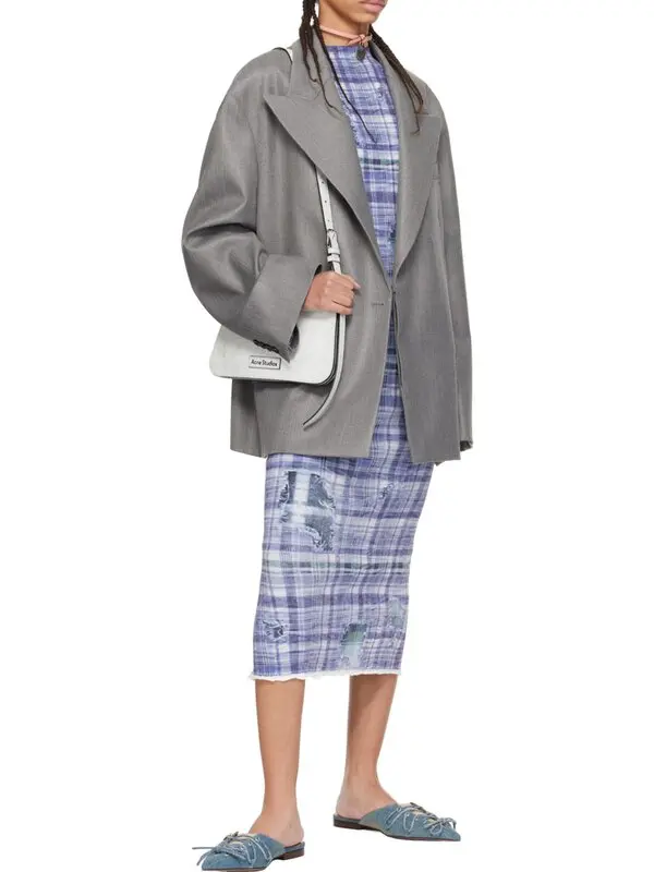 Acne Studios Ribbed Sleeveless Printed Midi Dress - Gray