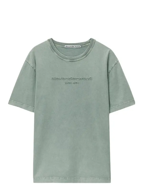 Alexander Wang Logo Embossed Cotton T-shirt - Light Green
