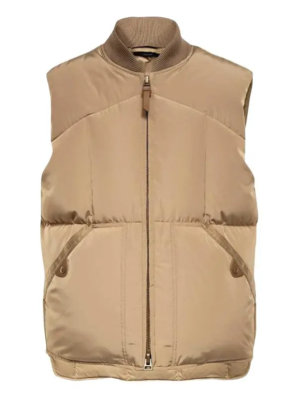 TOM FORD Zipper Cotton Vest - Nude