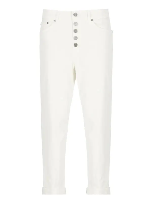 DONDUP Cropped Button-up Pants - White