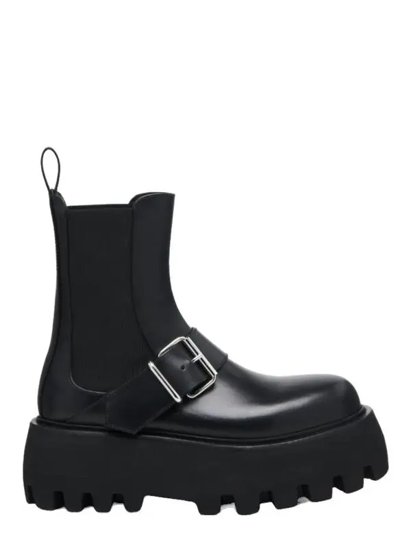 Alexander McQueen Buckled Chunky Sole Boots - Black