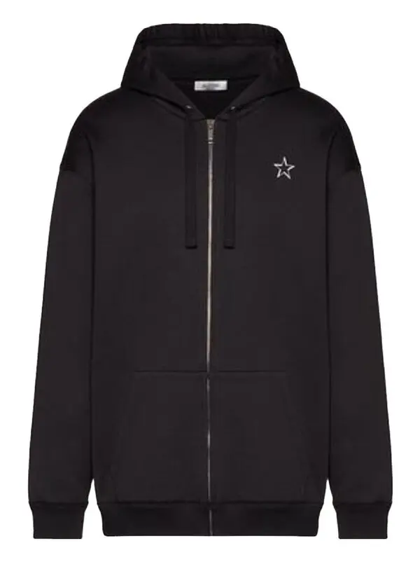 Valentino Garavani Vltnstar Zip-up Hooded Jacket - Black