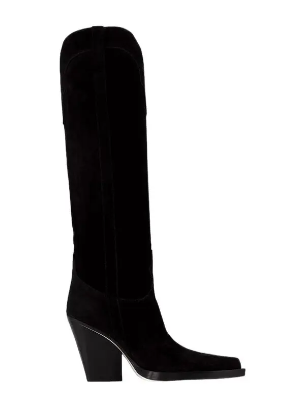 Paris Texas Pointed-toe Leather Block Heel Boots - Lack