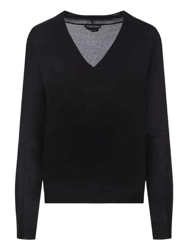 TOM FORD V-neck Knitted Pullover - Black