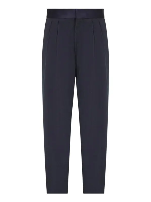 Giorgio Armani Double-pleated Tapered Trousers - Blue
