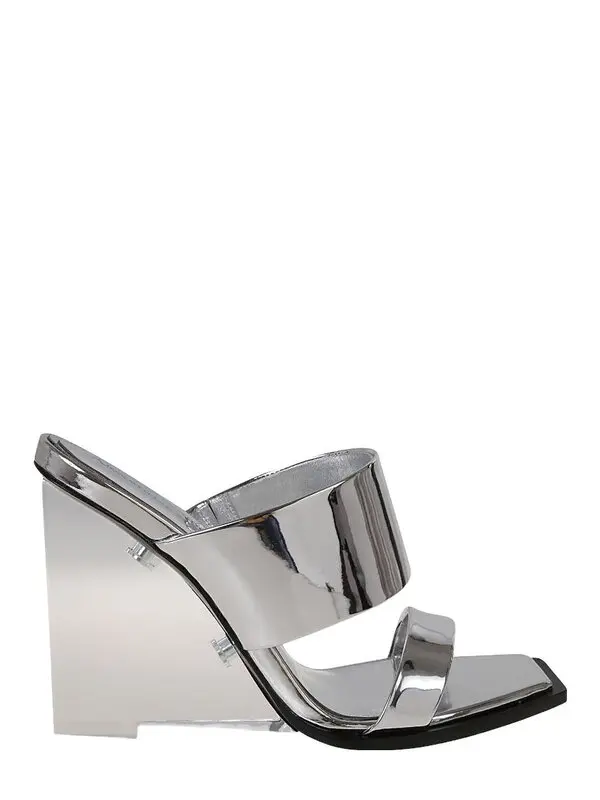 Alexander McQueen Metallic Wedge Heeled Sandals - Gray