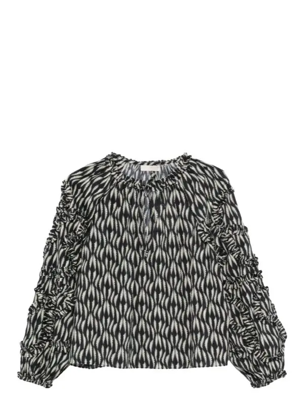 Ulla Johnson Printed Long Sleeve Blouse - Black