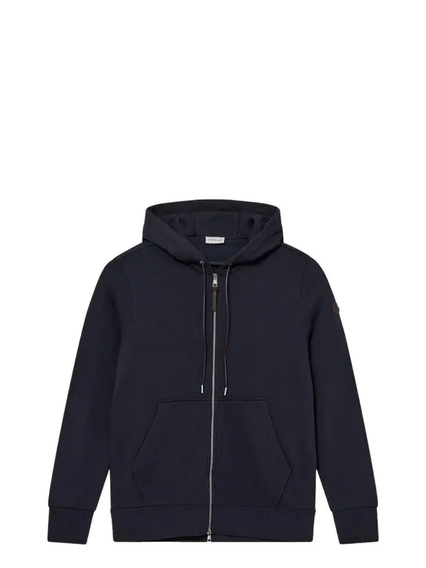 Moncler Logo-appliqué Zip-up Hoodie - Midnight Blue
