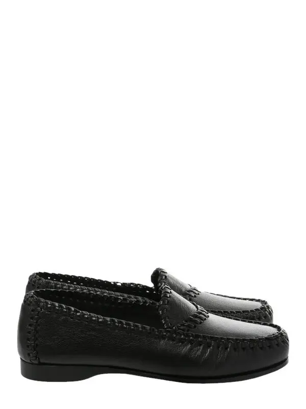 Hereu Round Toe Slip-on Loafers - Black