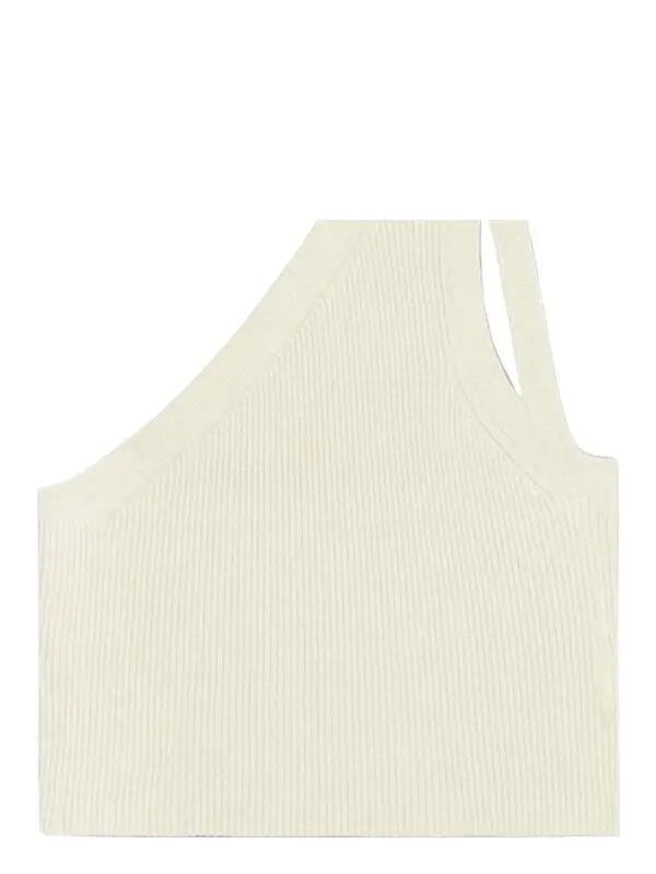 Jacquemus Asymmetrical Ribbed Knit Top - White