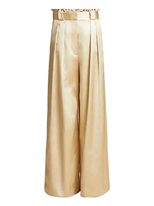 Khaite Rico Pleated Wide Leg Pants - Nude
