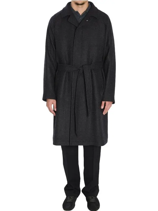 Tagliatore Belted Overcoat - Black