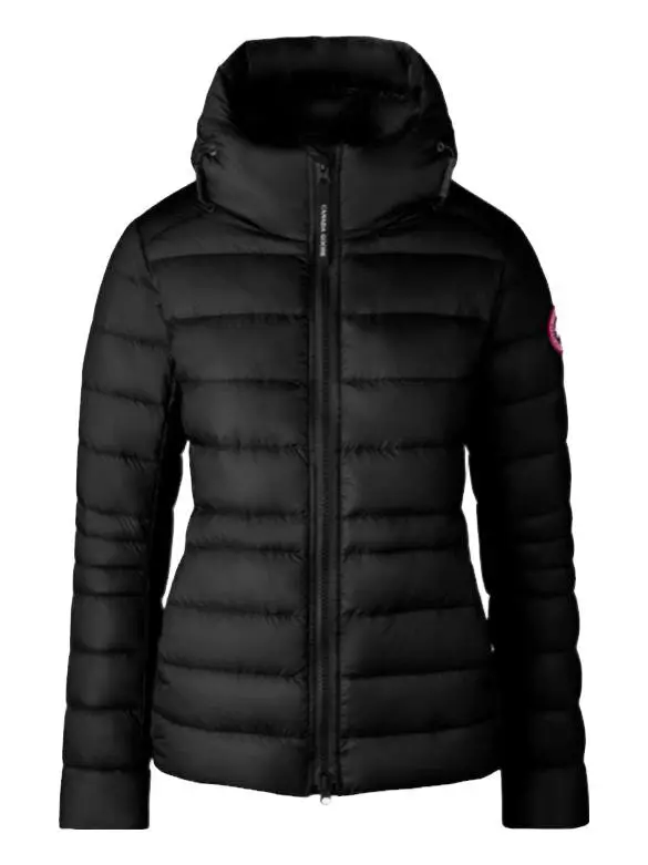 Canada Goose Logo Patch Zip-up Padded Down Jacket - Black