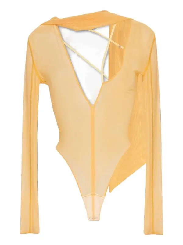 Jacquemus Le Body Abanaba Asymmetric Strappy Bodysuit - Nude