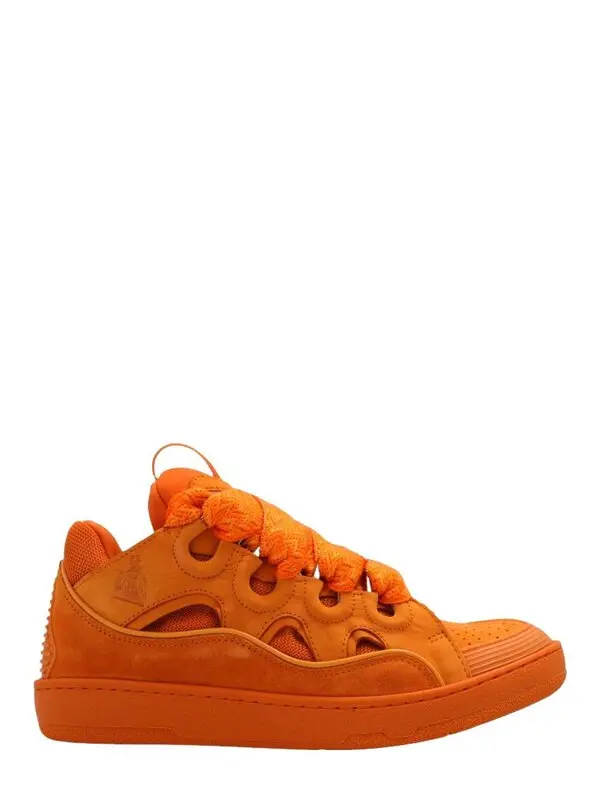LANVIN Embossed Logo Lace-up Sneakers - Orange