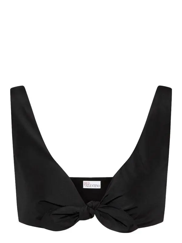 Red Valentino Cropped Top With Front Tie Detail - Black