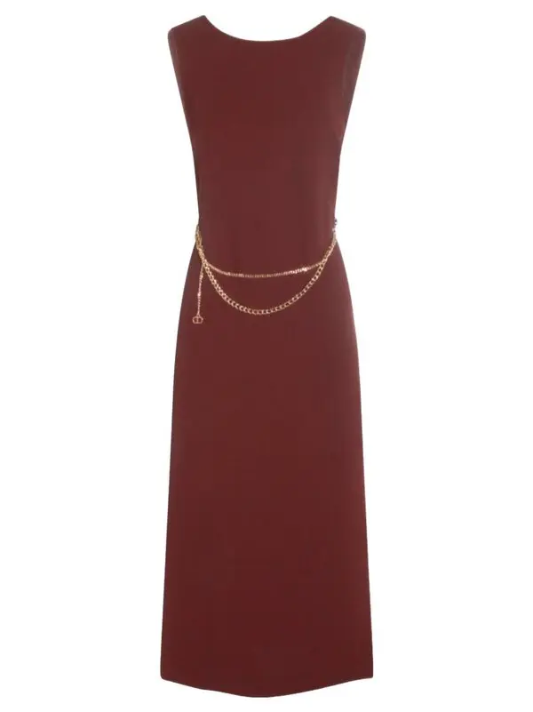 TWINSET Sleeveless Midi Dress With Chain Embellishment - Red