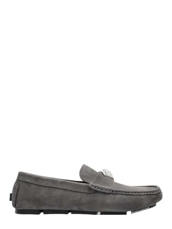 Versace La Medusa Embellished Loafers - Grey