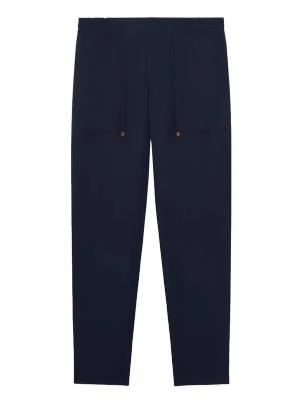Drole De Monsieur Drawstring Waist Straight Leg Trousers - Navy Blue