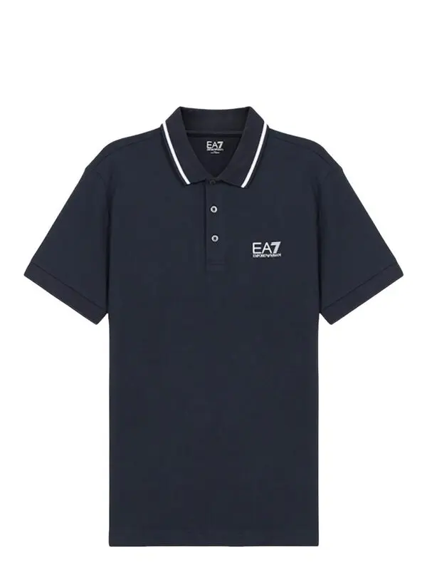 EA7 Contrast Trim Polo Shirt - Black
