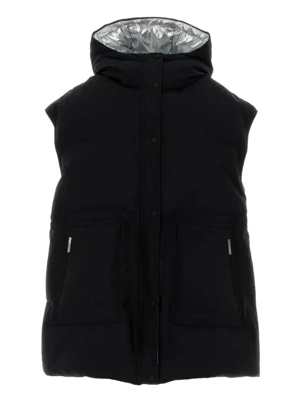 Herno Crinkle Metallic Gilet - Black
