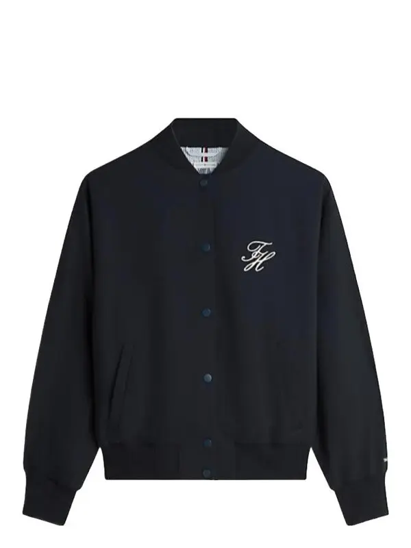Tommy Hilfiger Wool Blend Relaxed Bomber Jacket - Dark Blue