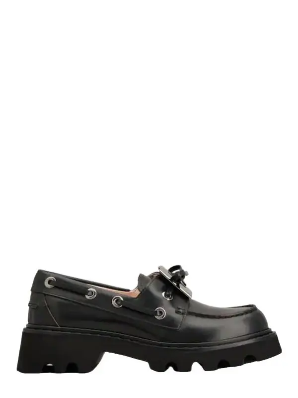 ROGER VIVIER Viv" Rangers Truck Loafers With Metal Buckle And Braided Detail - Black