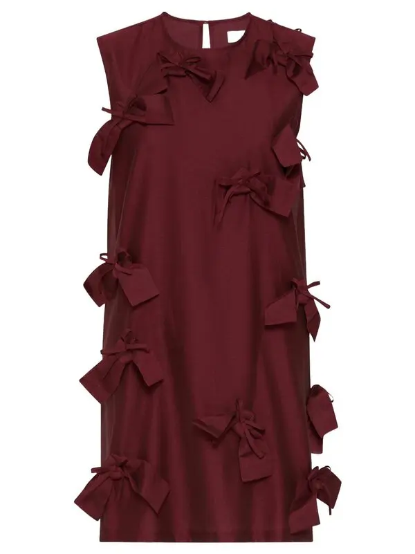Marella Bordeaux Bow Appliqué Sleeveless Dress - Bordeaux Red