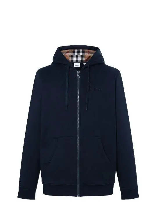Burberry Cotton Blend Zip Hoodie - Dark Blue