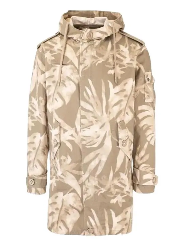 Saint Laurent Graphic Print Parka - Nude