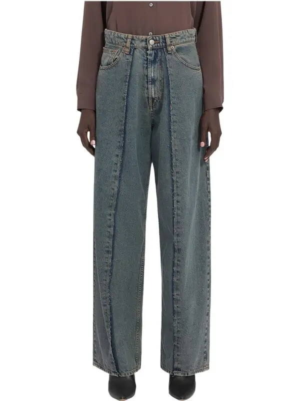 MAISON MARGIELA Logo Patch Wide-leg Jeans - Gray