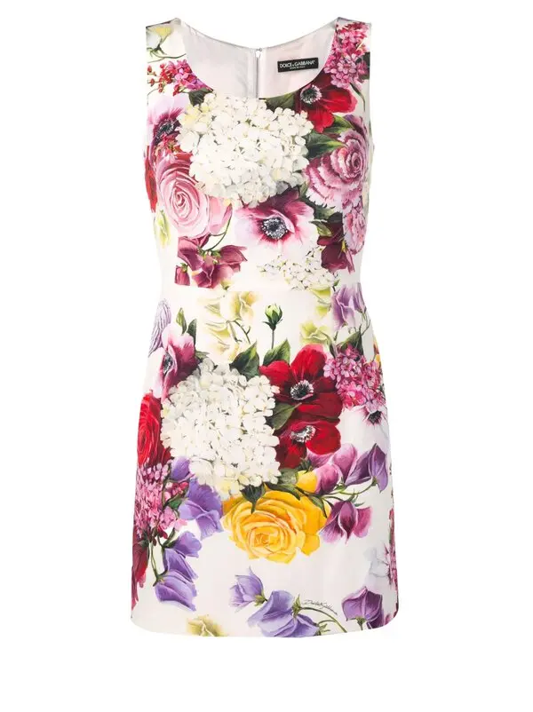 Dolce & Gabbana Sleeveless Floral Print Mini Dress - Multicolor