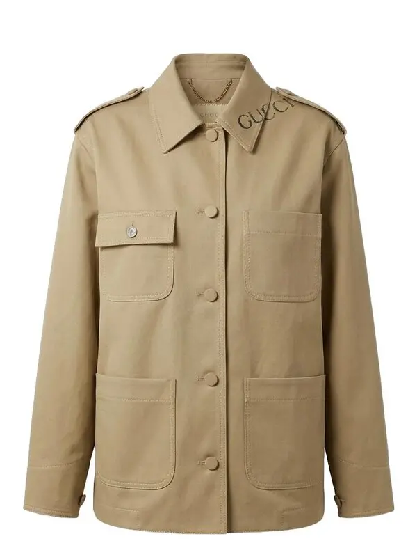 Gucci Logo Patch Pocket Jacket - Beige