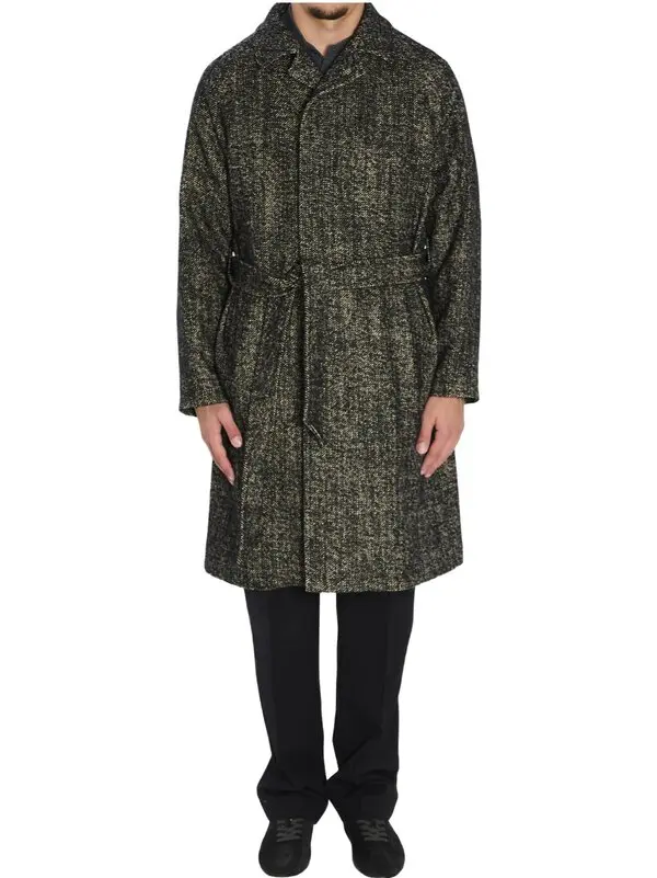 Tagliatore Diagonal-pattern Mid-length Coat - Black