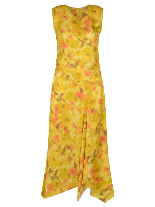 Acne Studios All-over Floral Printed Midi Dress - Yellow