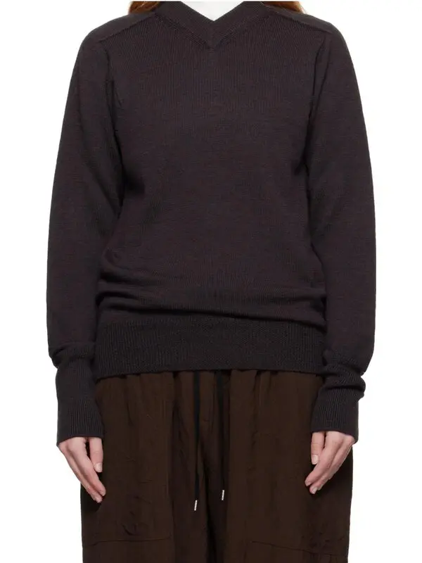 Studio Nicholson Inverness V-neck Sweater - Black