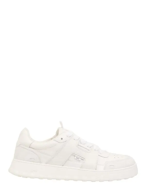 Ami Leather Suede Lace-up Sneakers - White