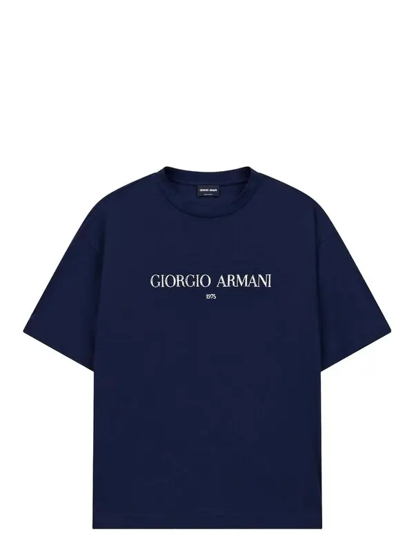 Giorgio Armani Logo Printed Crewneck T-shirt - Blue