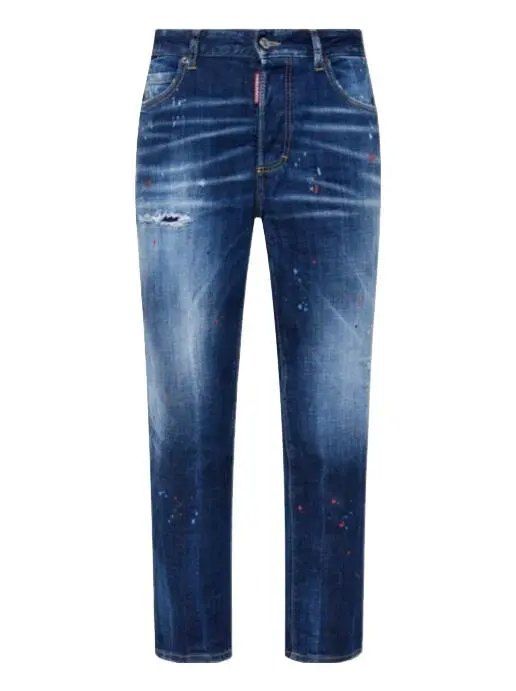 Dsquared2 Logo Patch Distressed Jeans - Navy Blue